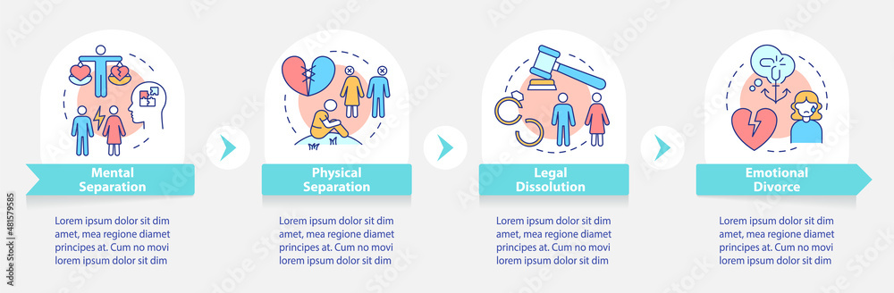 Divorce surviving round infographic template. Separation period. Data ...