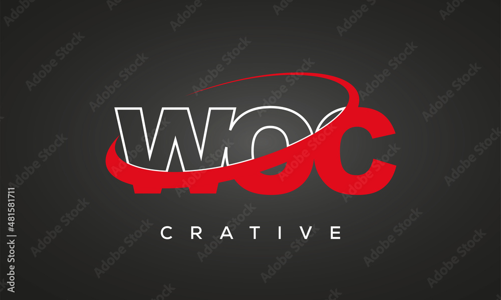 WOC creative letters logo with 360 symbol vector art template design ...