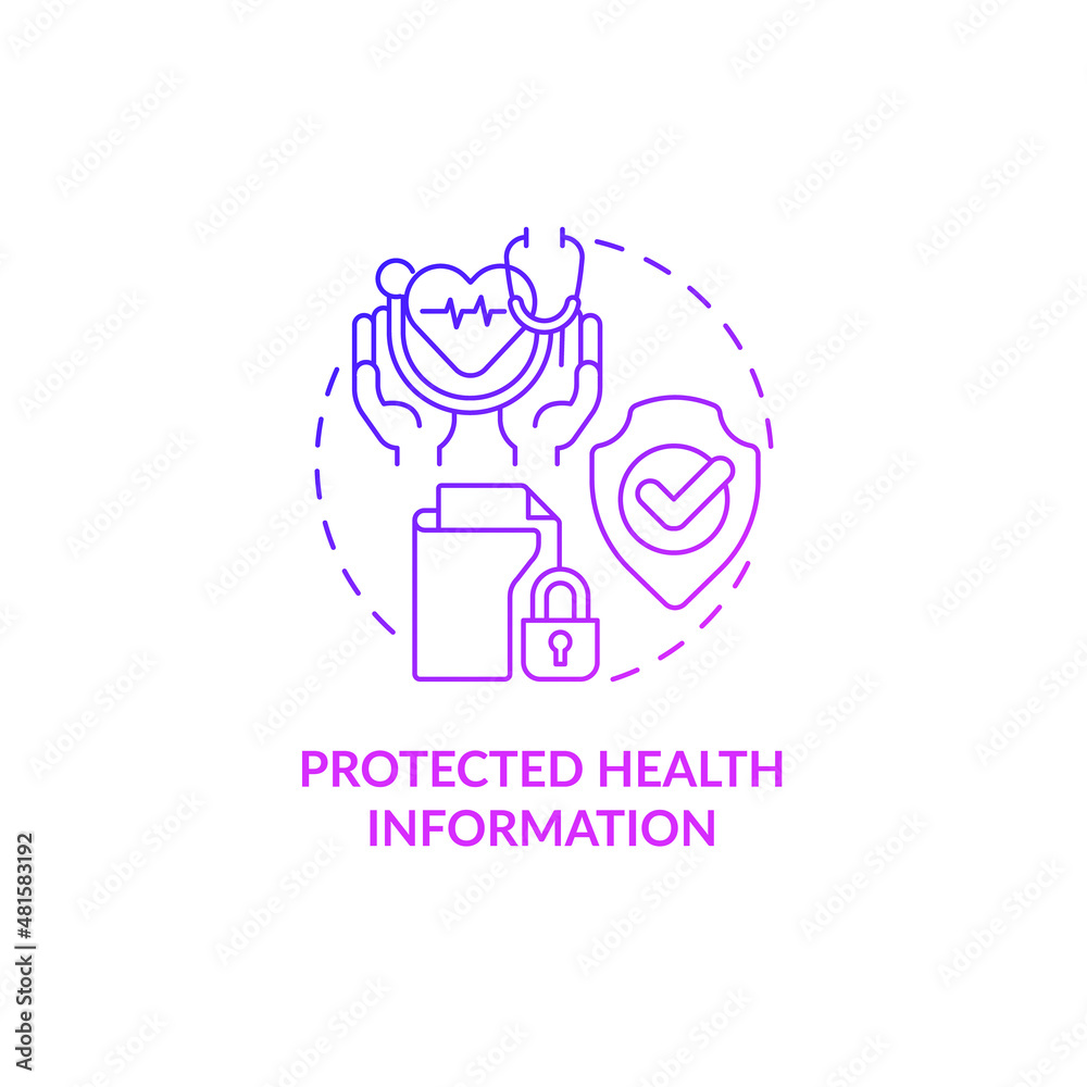 Protected health information purple gradient concept icon. Sensitive ...