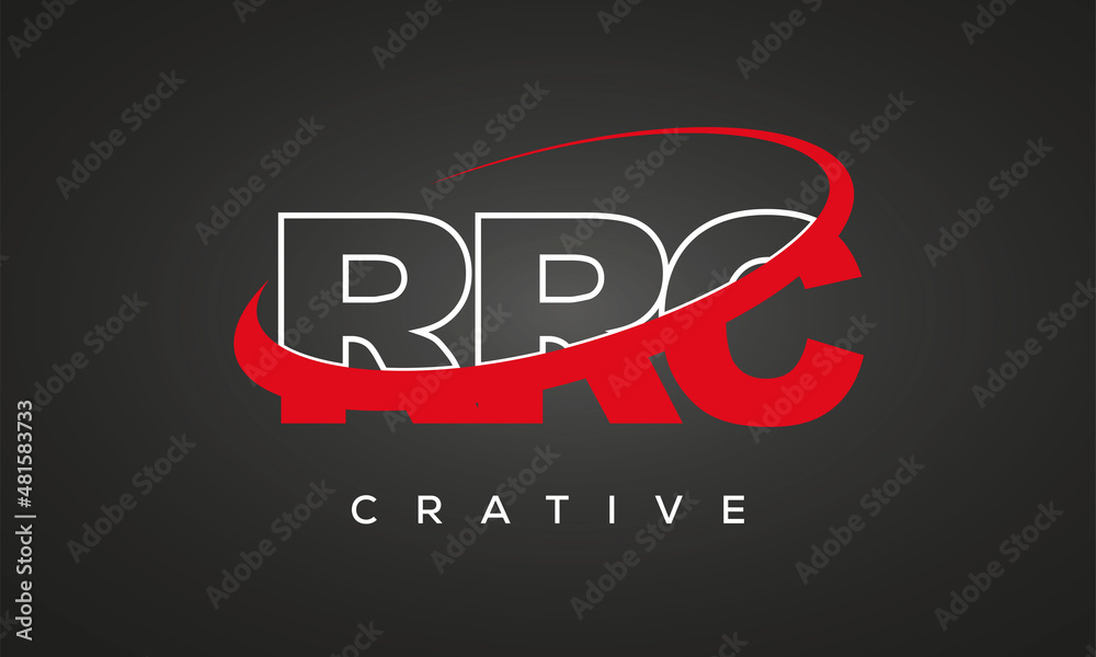 RRC creative letters logo with 360 symbol vector art template design ...