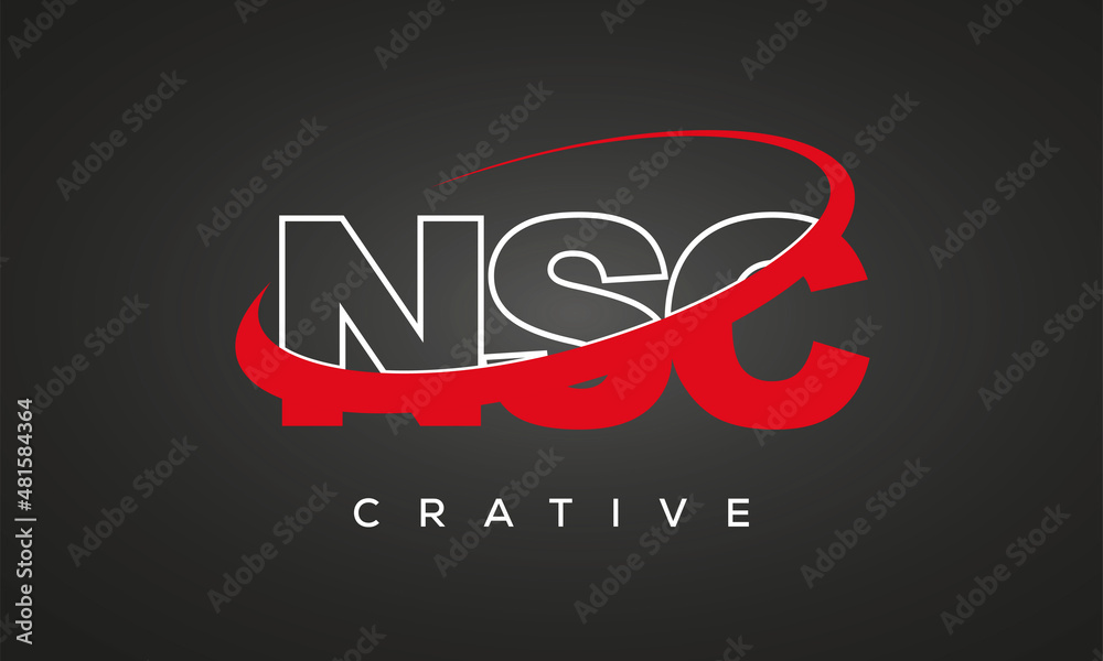 NSC creative letters logo with 360 symbol vector art template design ...