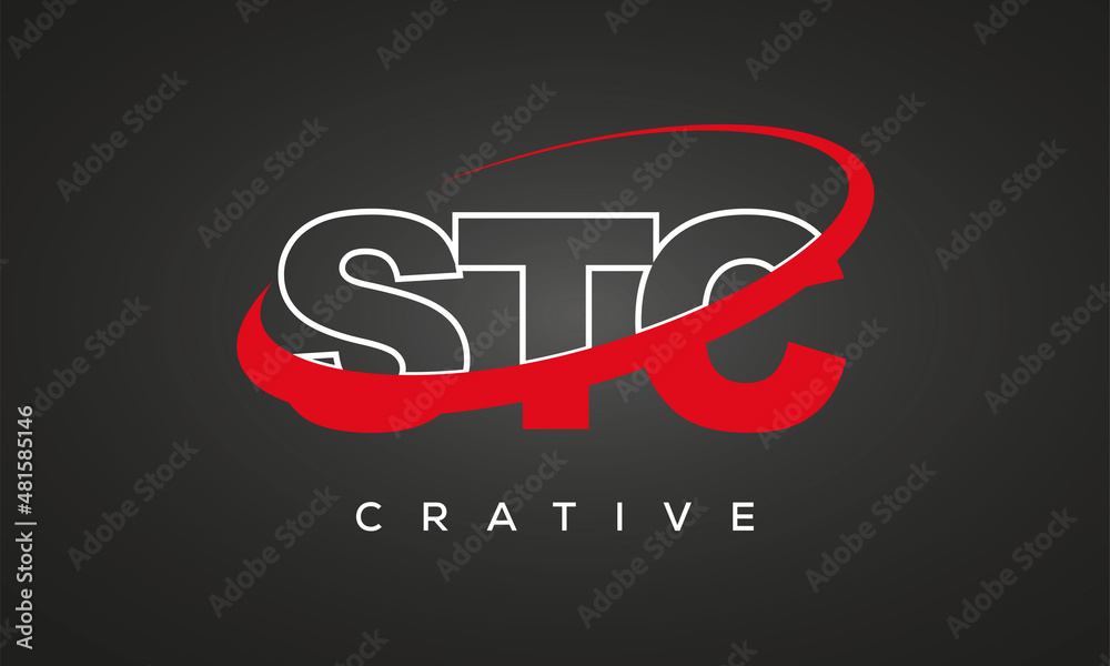 STC creative letters logo with 360 symbol vector art template design ...