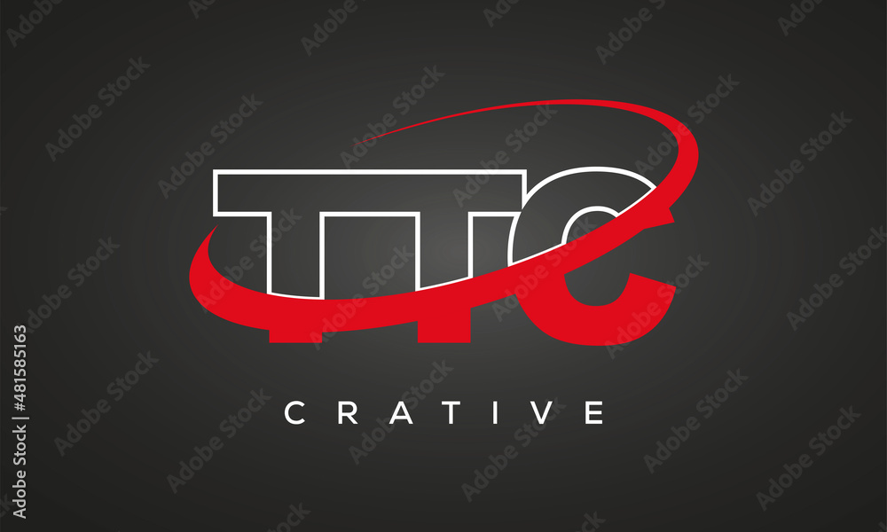 TTC creative letters logo with 360 symbol vector art template design ...