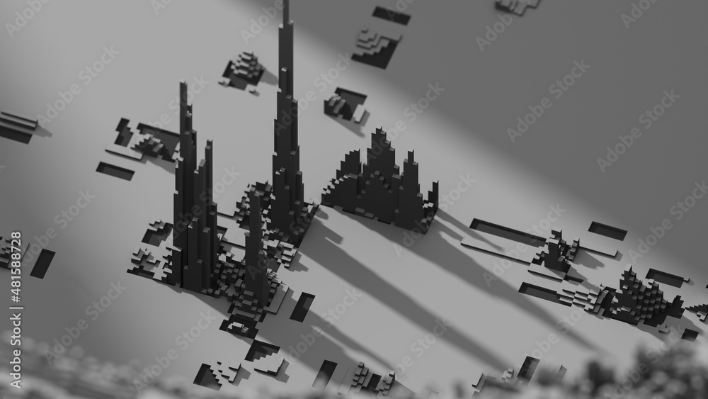 Height maps in a path tracing. Render. Stock Illustration | Adobe Stock