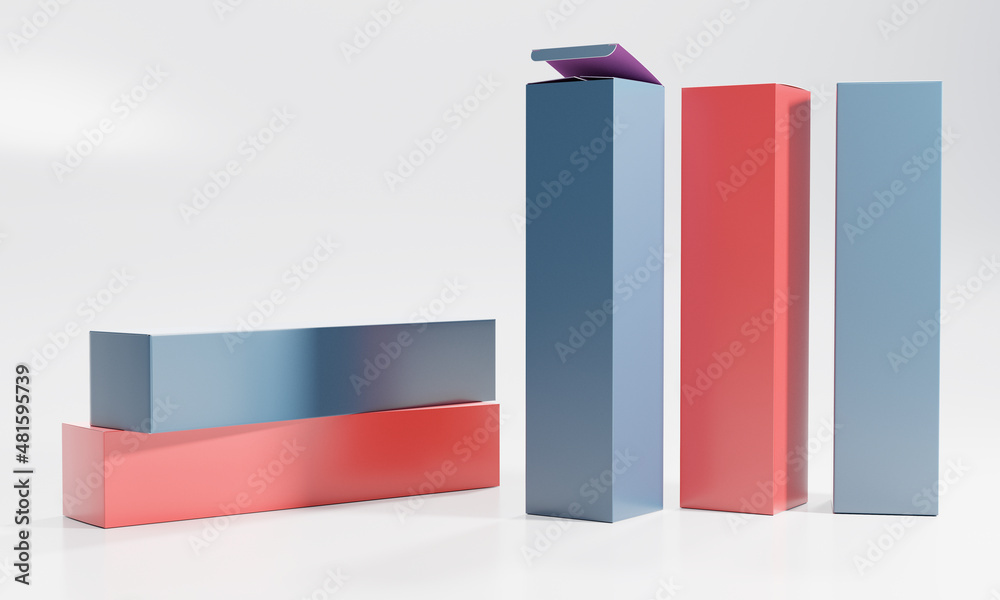 3d blank cardboard packages, blank product box mock up isolated, render ...