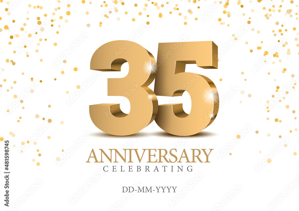 Anniversary 35. gold 3d numbers. Stock Vector | Adobe Stock