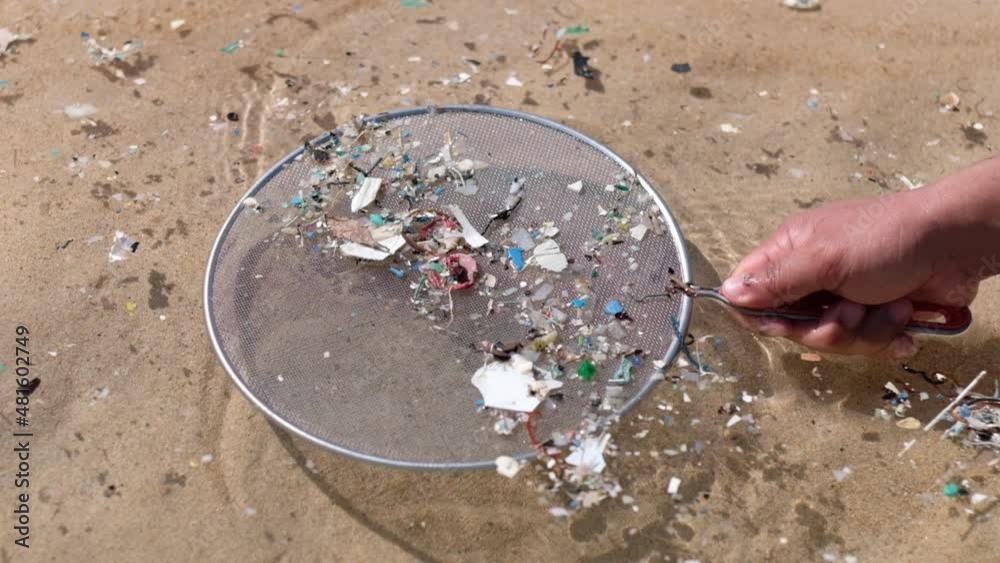 Small plastic debris floating in seawater, also known as micro-plastic ...