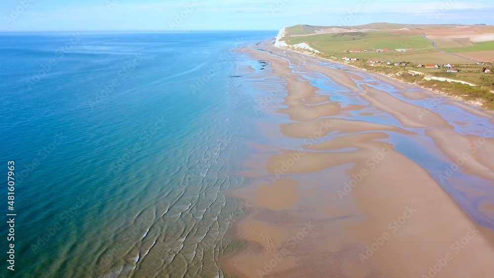 Photo & Art Print aerial view of the beach and cliffs of cap blanc nez ...