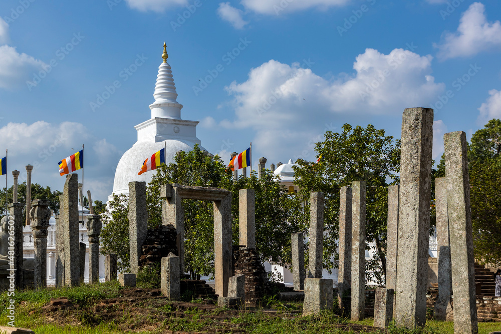 Sri Lanka. Anuradhapura. Thuparamaya Stupa is the earliest Dagoba to be ...