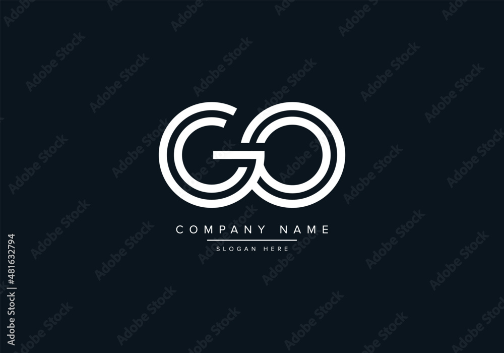 Initial alphabet letter monogram icon logo GO OG, Vector line art Stock ...