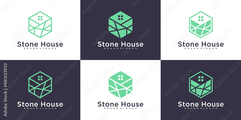 Set of stone house logo design collection with creative element concept ...