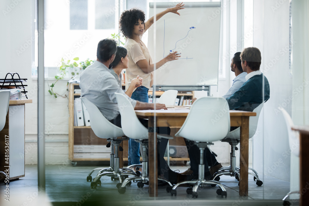 Presenting her ideas. Real life businesspeople shot on location. Since ...