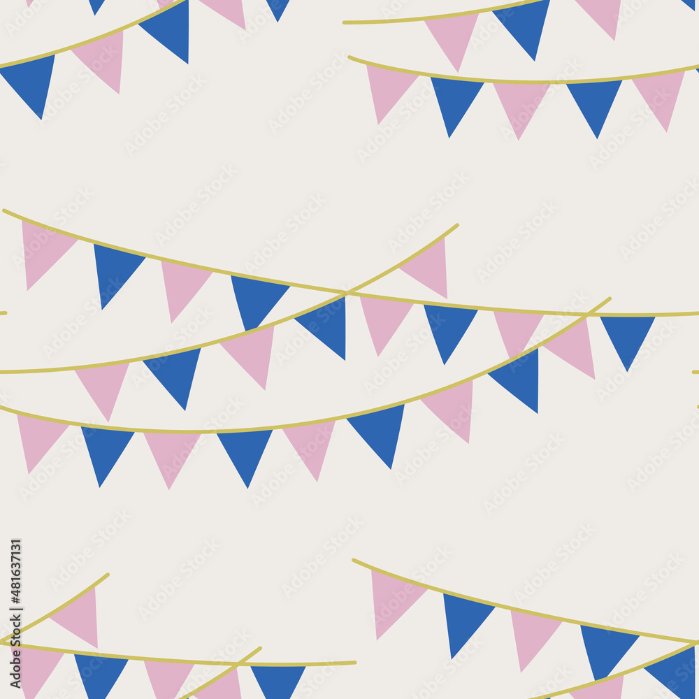 Seamless vector party flags pattern. Celebration banner background for ...