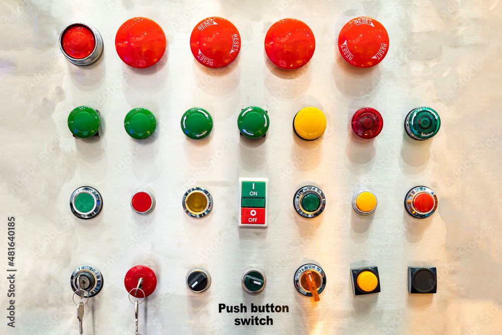 Various electric power control push button switch and status lamp ...