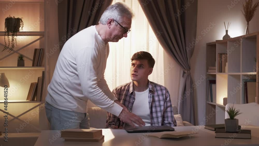 Gaming addiction. Strict father. Parent punishment. Overjoyed excited ...