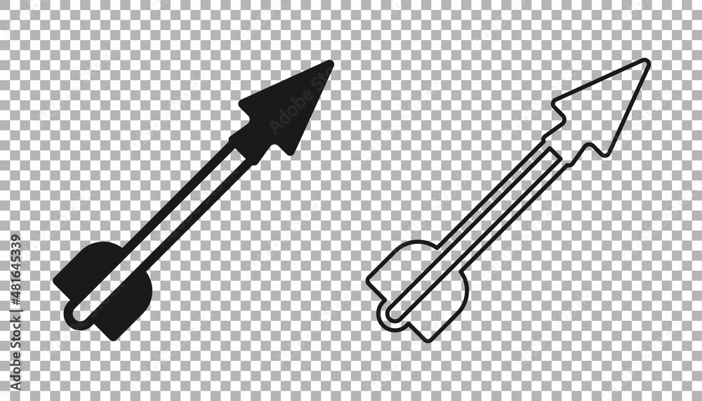 Black Medieval arrow icon isolated on transparent background. Medieval ...