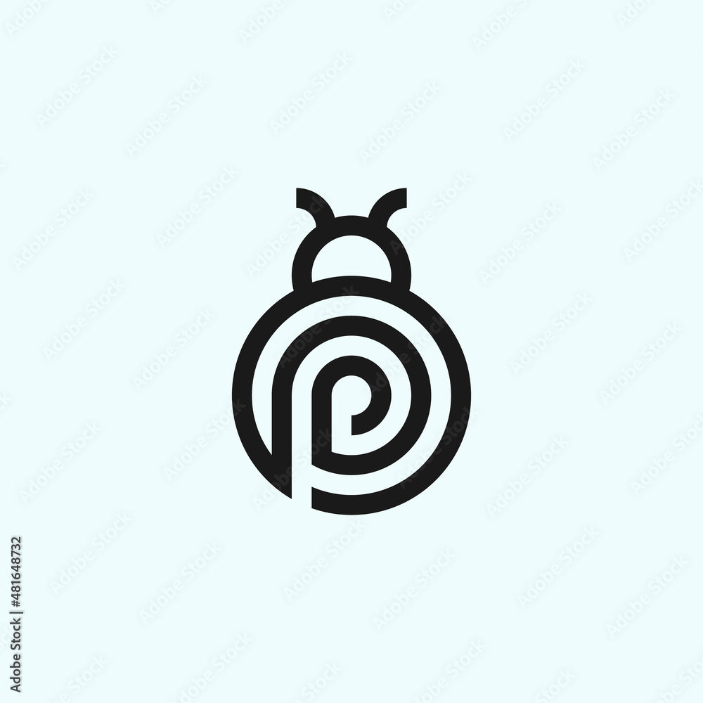 letter p bug logo. insect logo Stock Vector | Adobe Stock