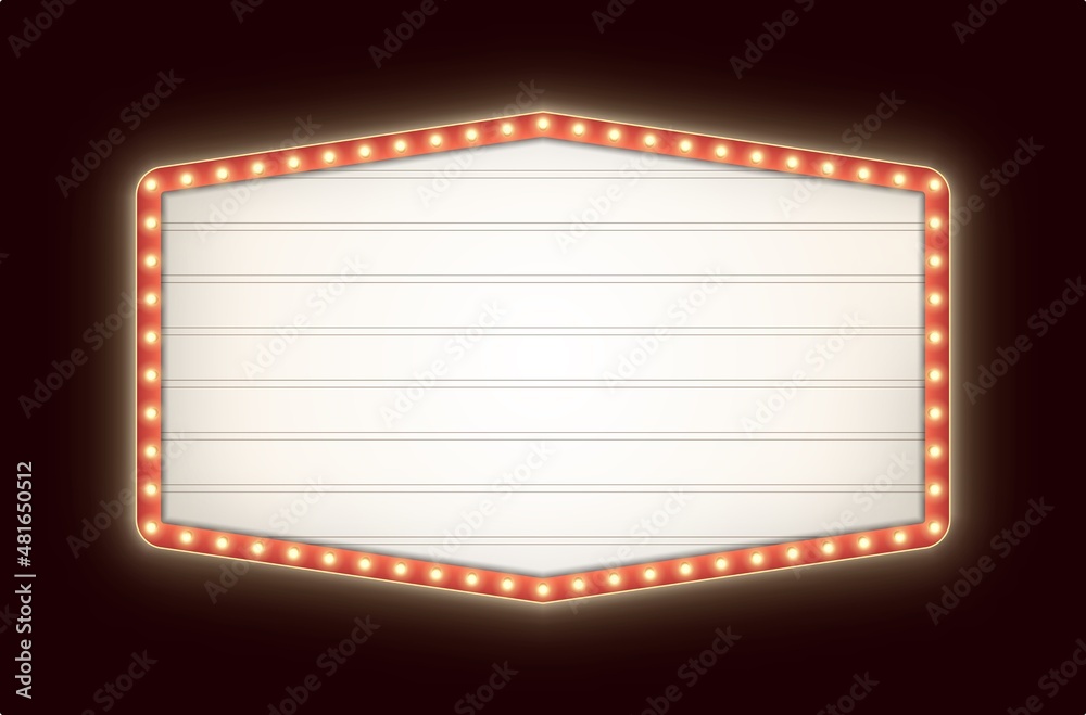 Retro lightbox with light bulbs isolated on a dark background. Vintage ...