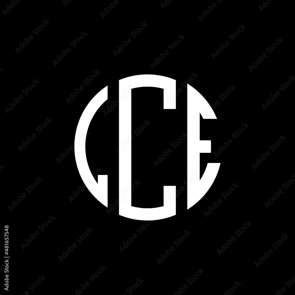 LCE letter logo design. LCE modern letter logo with black background ...