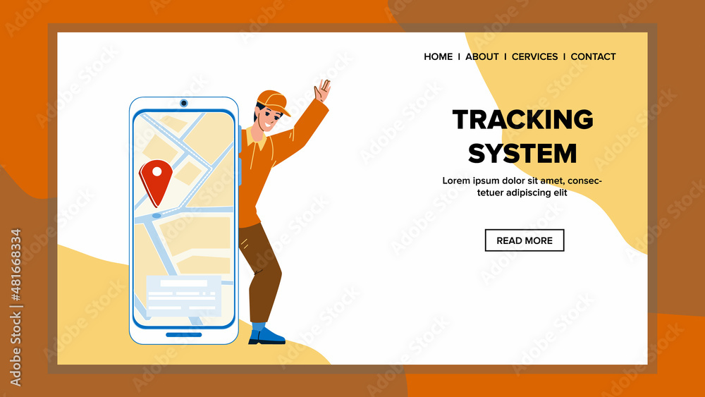 Tracking system map gps. phone city. route application. mobile app ...