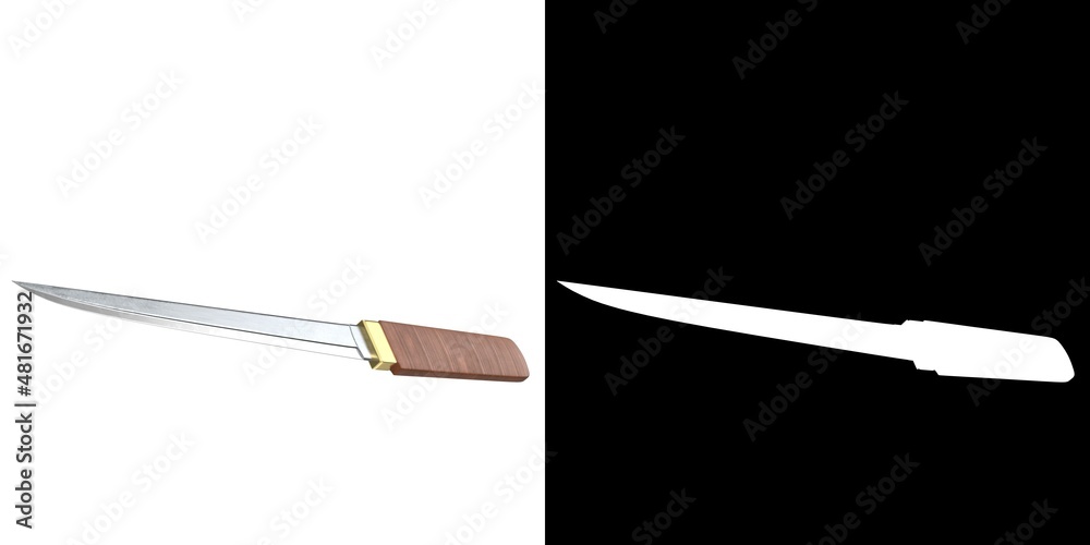 3D rendering illustration of a japanese tanto knife Stock Illustration ...