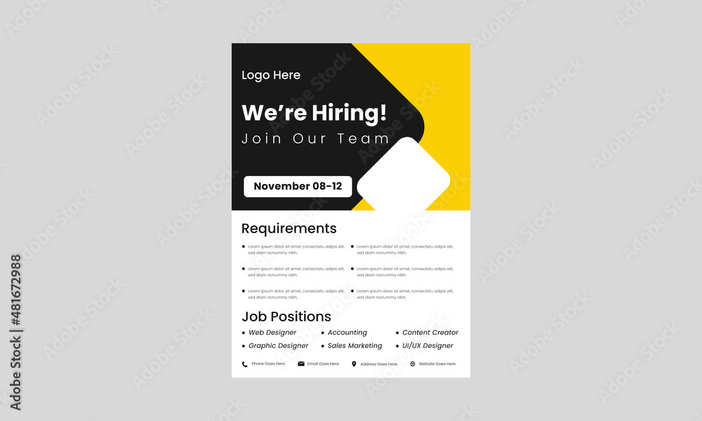 we are hiring join our team flyer design template. now we are hiring ...