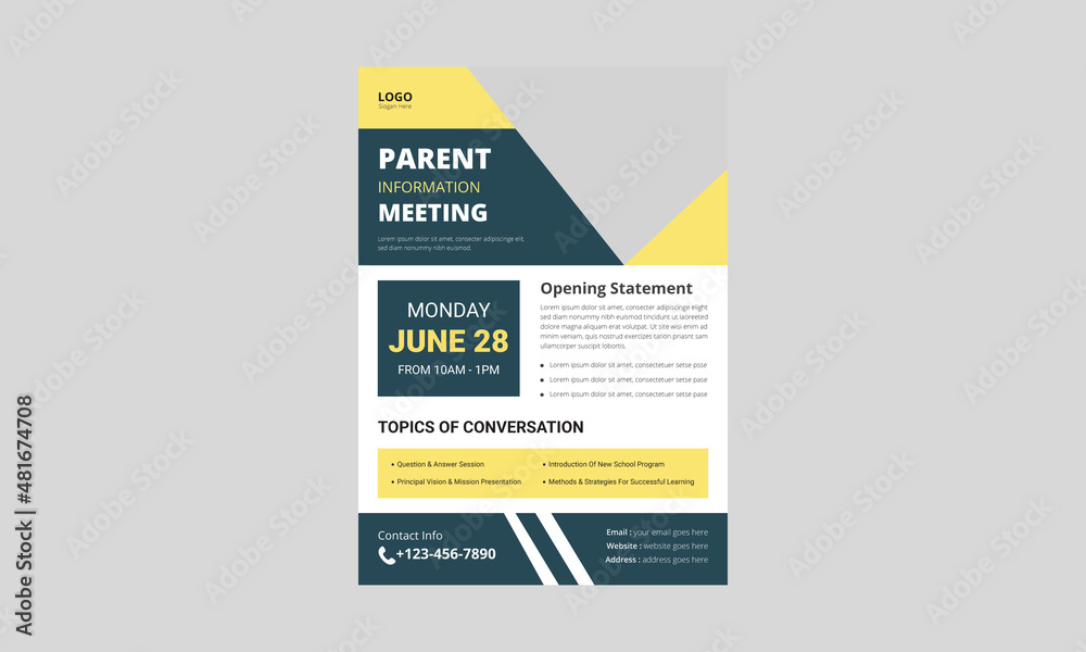 Parent meeting flyer template design. Parent support flyer poster ...