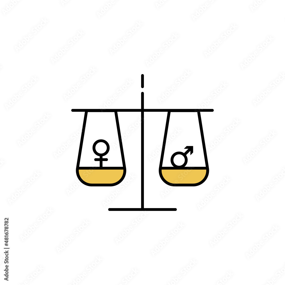 gender, equal, human rights, justice, equality line colored icon ...