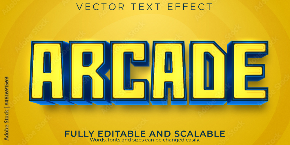 Arcade text effect, editable game and retro text style Stock Vector ...