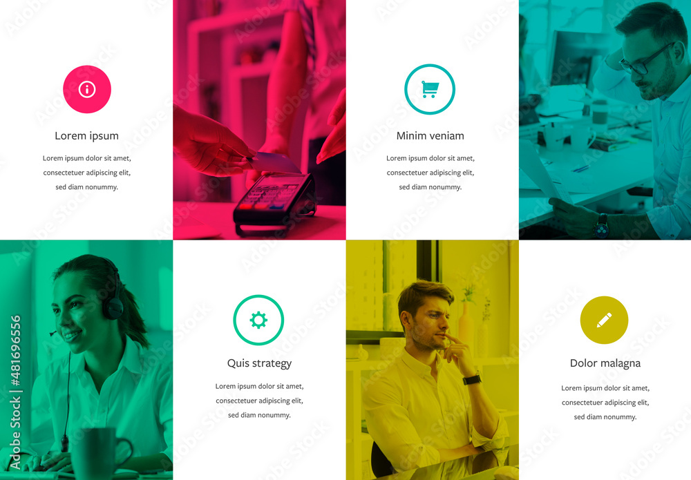Four Option Infographic Layout with Photo Placeholders Stock Template ...