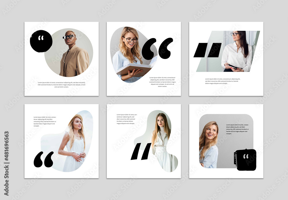Minimal Quote Layouts with Photo Placeholders Stock Template | Adobe Stock