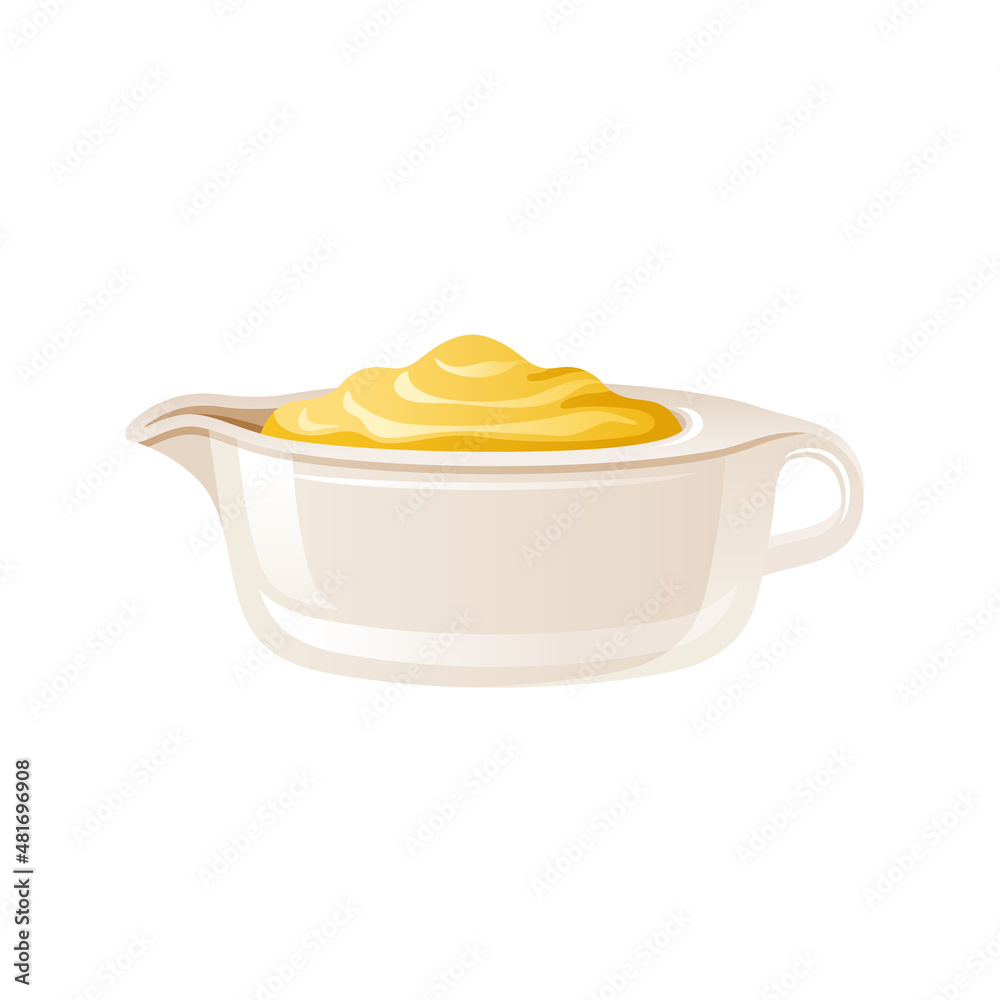 Sauce boat with gravy. Vector icon of saus bowl. Vector illustration of ...