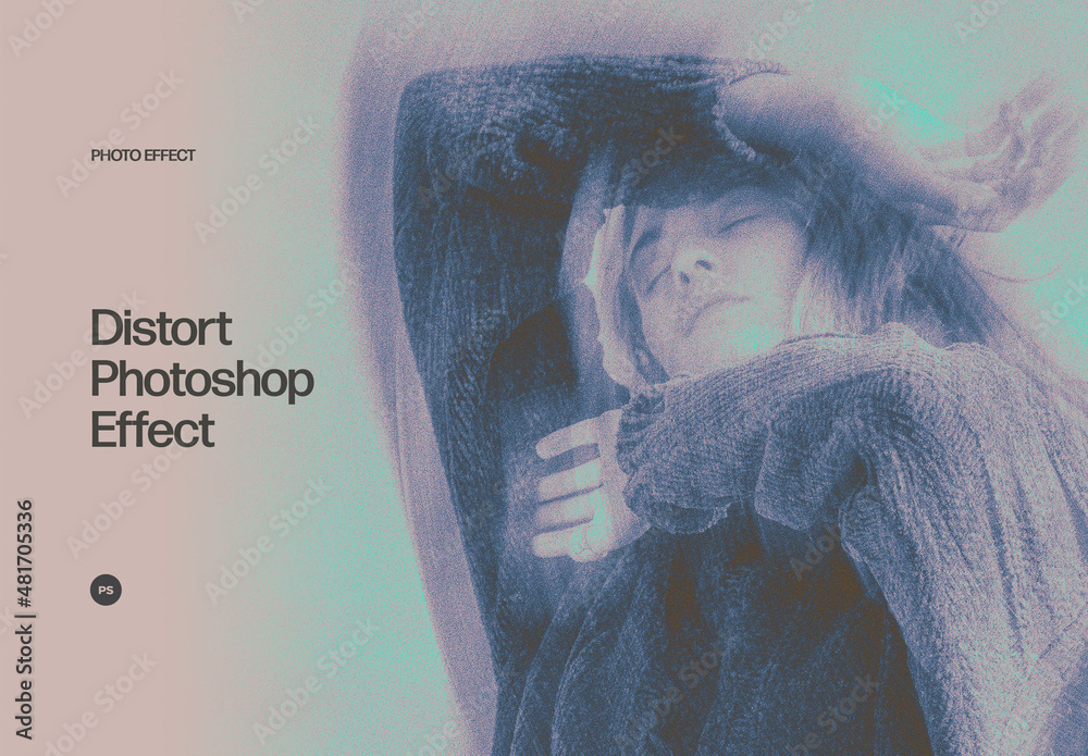 Acid Leak Distort Photo Effect Mockup Stock Template | Adobe Stock