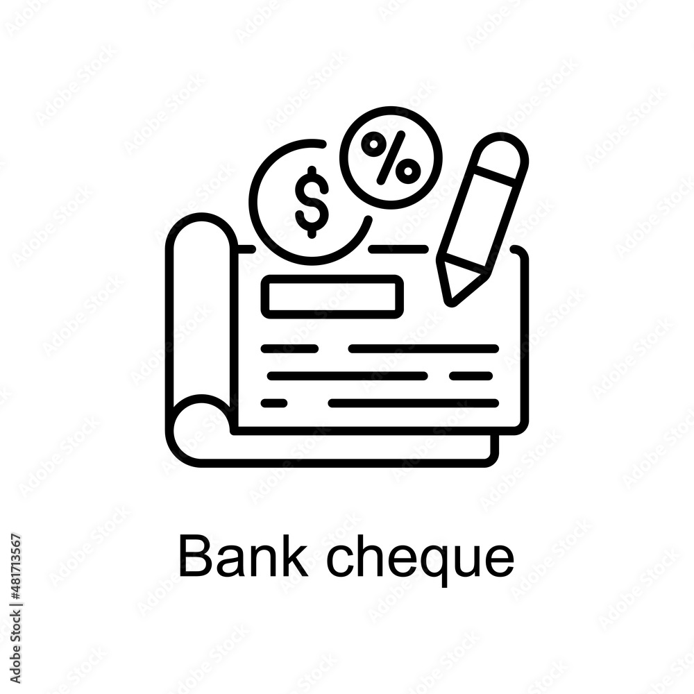 Bank cheque Vector Outline icons for your digital or print projects ...
