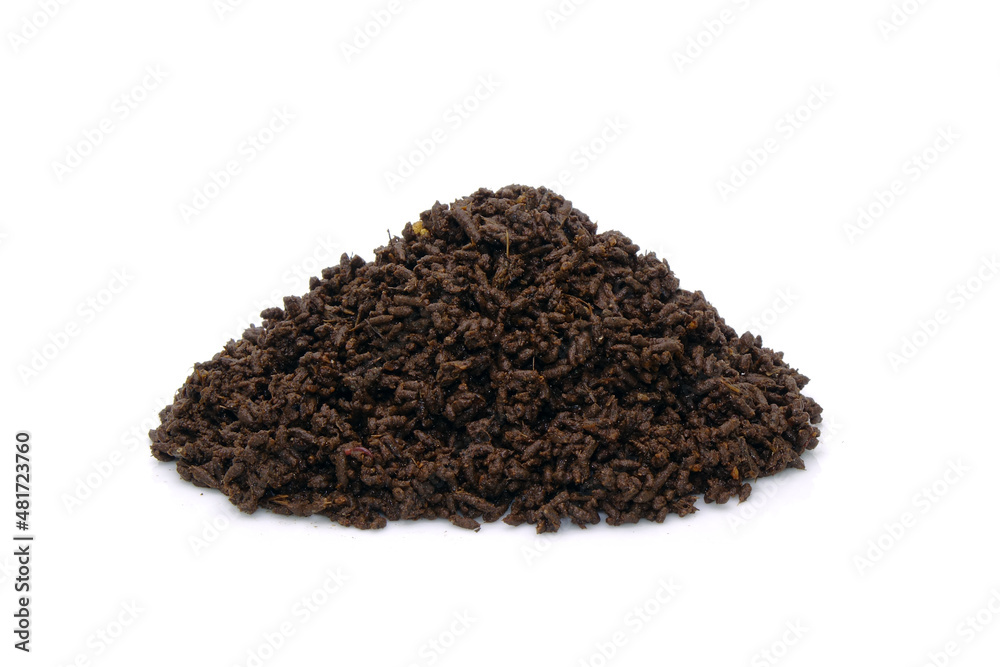 Vermicompost isolated on white background. Vermi-compost is the product ...