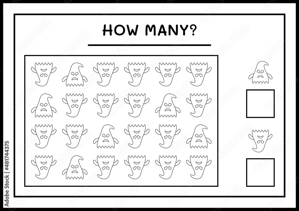 How many Ghost, game for children. Vector illustration, printable ...