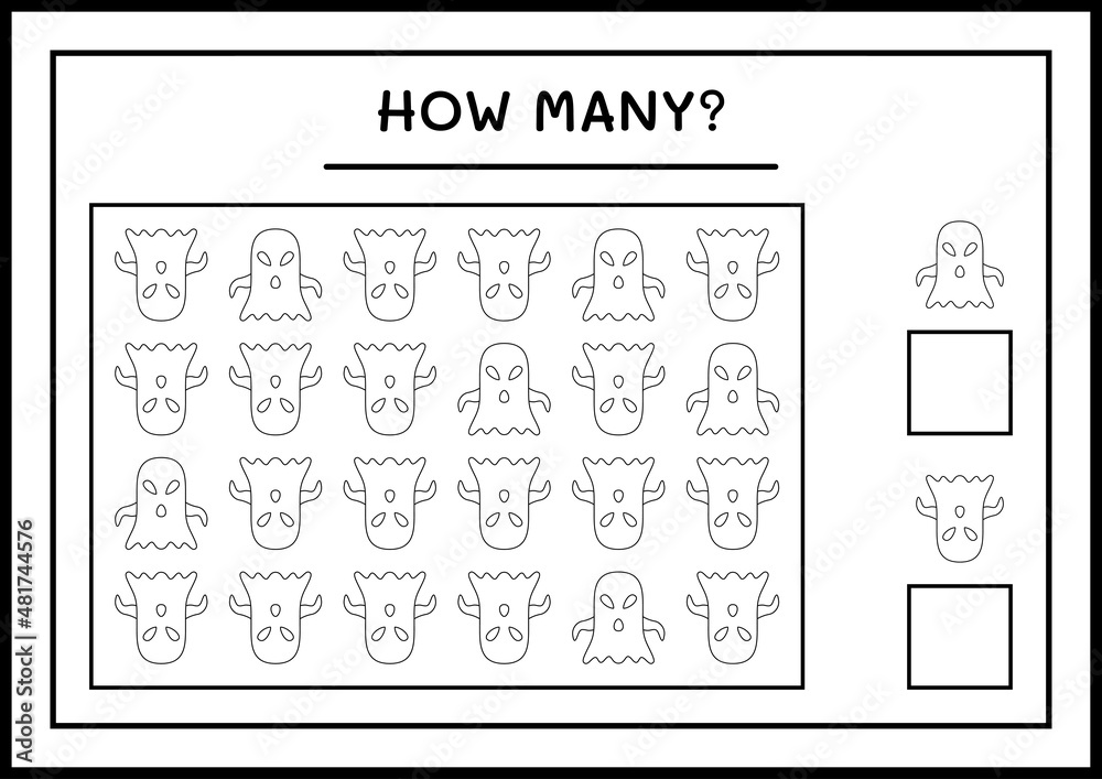 How many Ghost, game for children. Vector illustration, printable ...
