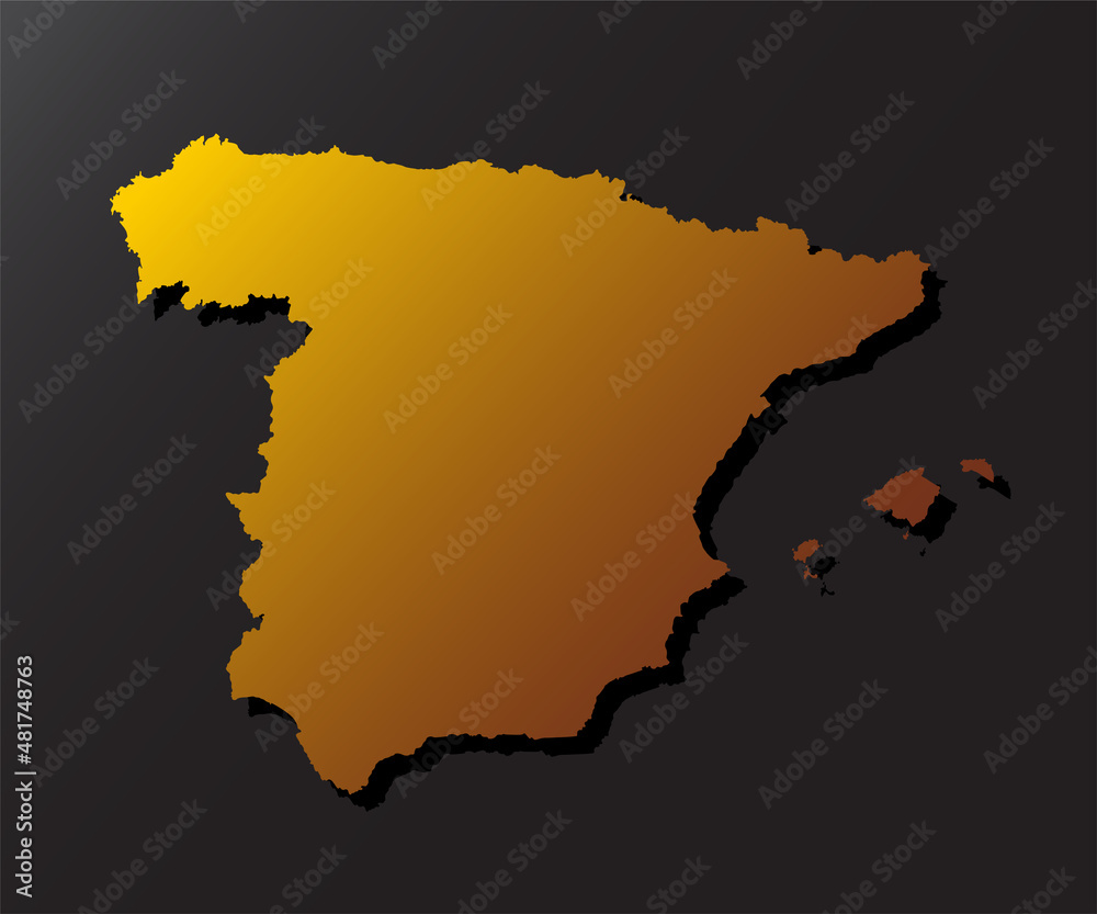 Vector map Spain gold style, Europe country Stock Vector | Adobe Stock