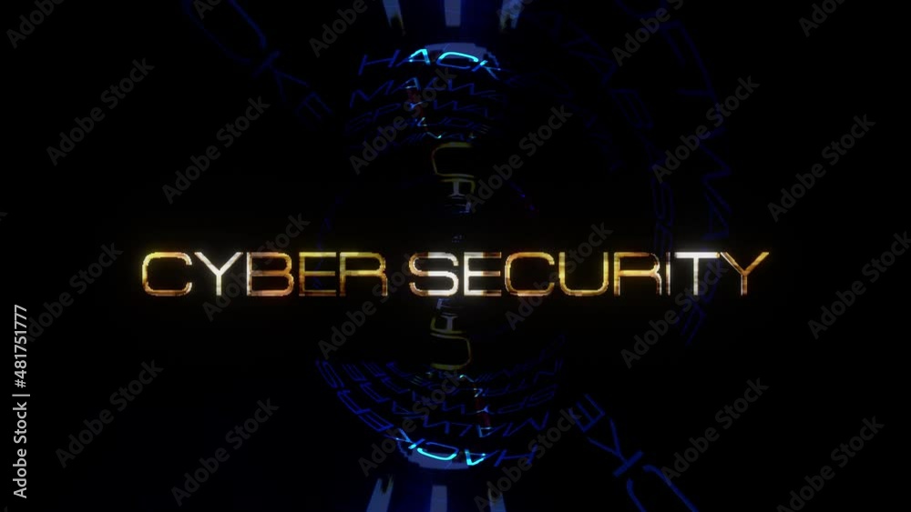 Cyber Security cinematic title background with abstract digital Sci-Fi ...