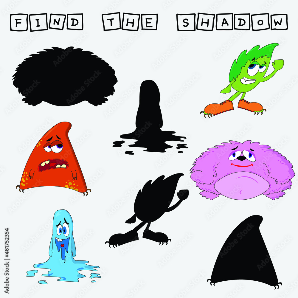 Find a shadow monsters. Match funny heroes with correct shadow ...