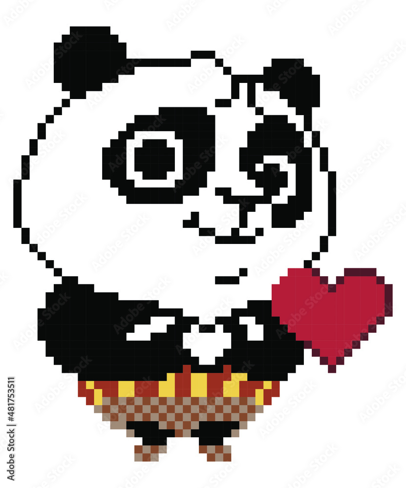 Panda pixel art. Stock Vector | Adobe Stock