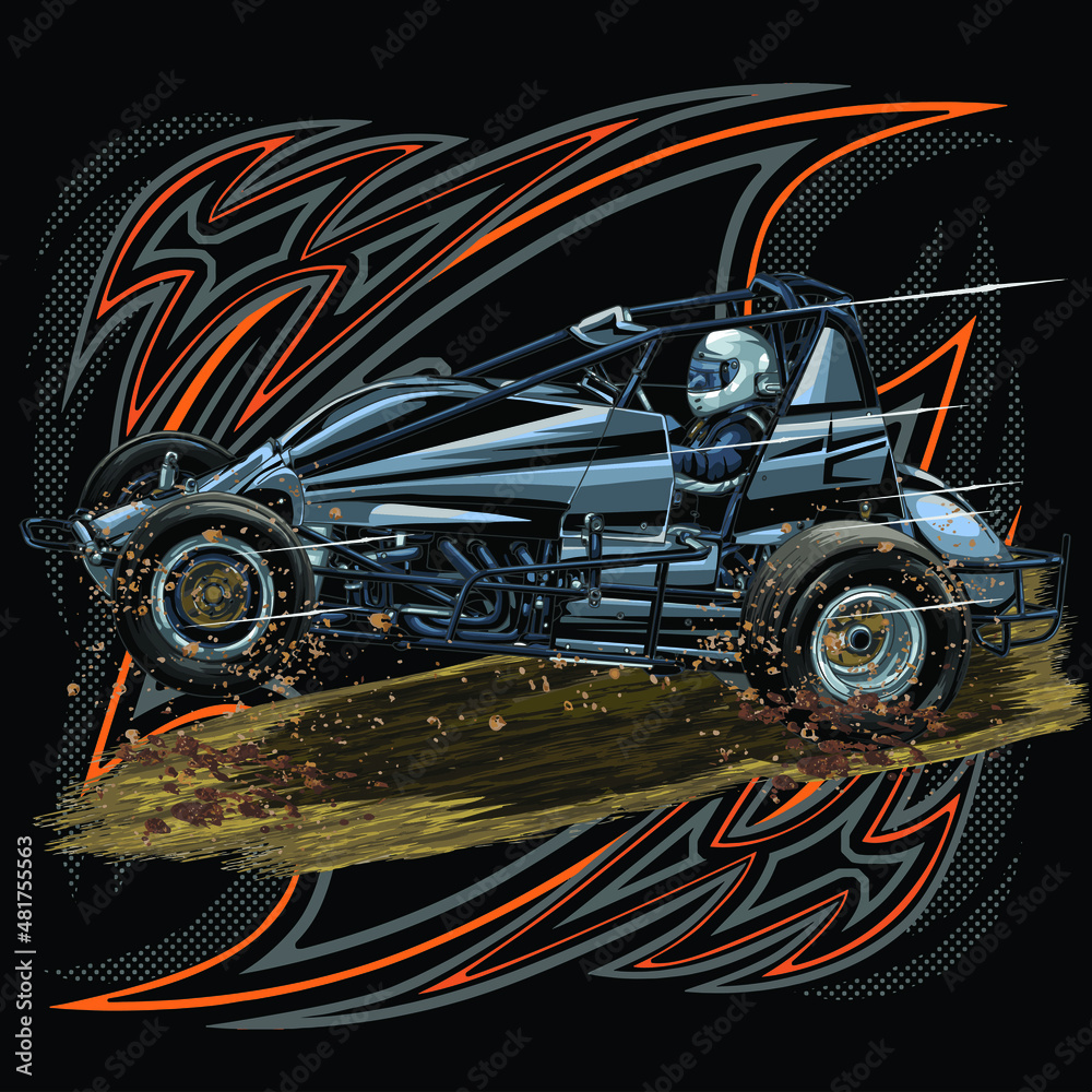 mud dirt racing isolated on white background for poster, t-shirt print ...