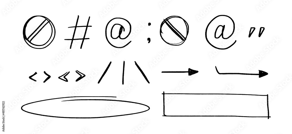 Punctuation doodle signs and symbols. Handwriting sketch arrows ...