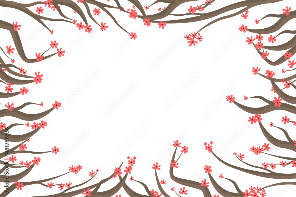 Cherry blossom tree branch vector illustration Stock Vector | Adobe Stock