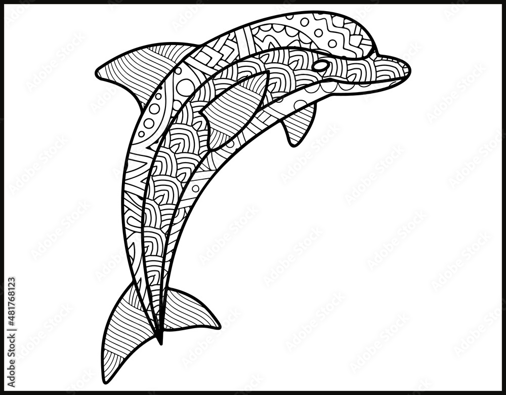 dolphin mandala coloring page, sea life set coloring page mandala ...