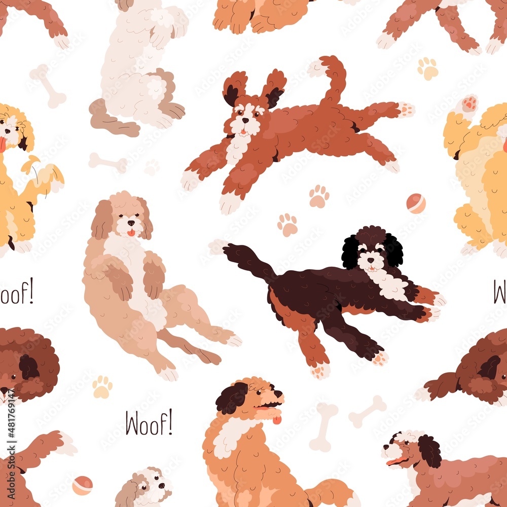 Cute dogs pattern. Seamless background with canine animals print ...