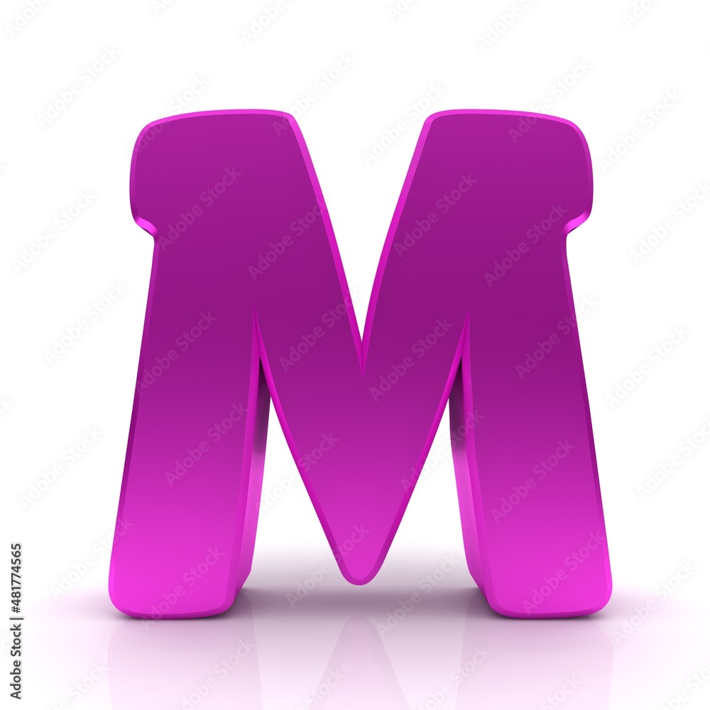 M letter pink capital letter 3d rendering graphic illustration isolated ...