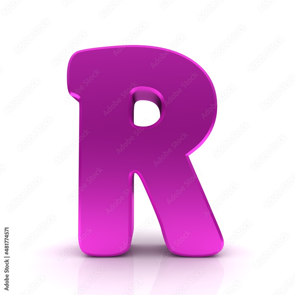 R letter pink capital letter sign 3d rendering graphic illustration ...