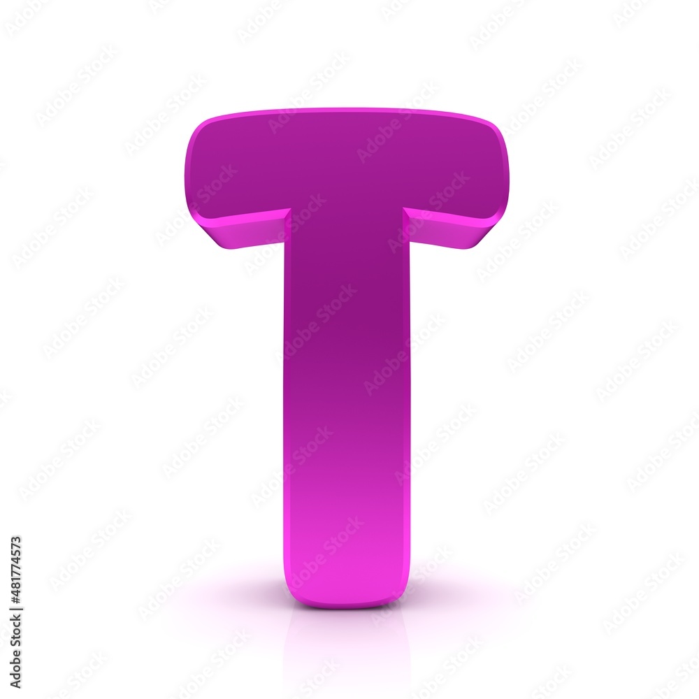 T letter pink sign capital letter 3d rendering graphic illustration ...