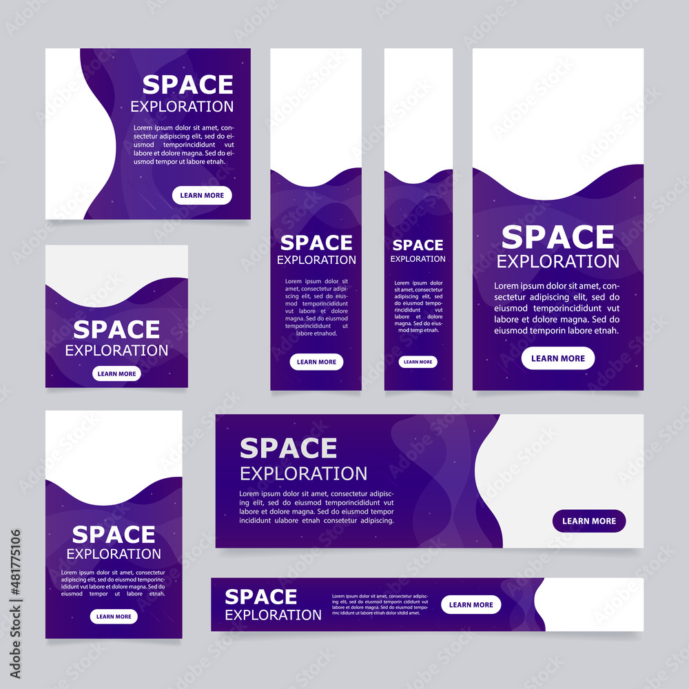 Space exploration company web banner design template. Vector flyer with ...